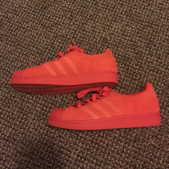 adidas | Shoes | Red Adidas Superstar Shelltoe | Poshmark