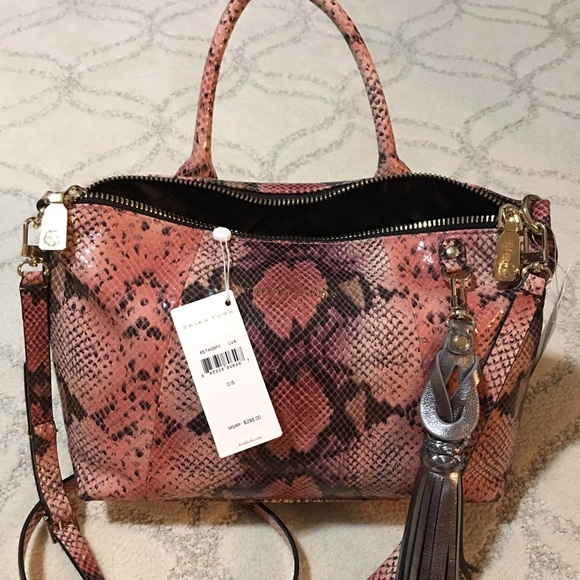 Trina Turk | Bags | Trina Turk Snake Skin Pink Multi Handbag Tote ...