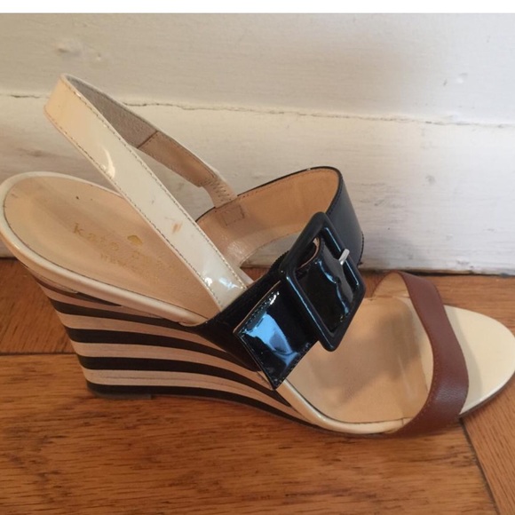 kate spade | Shoes | Kate Spade Black And White Striped Wedges | Poshmark