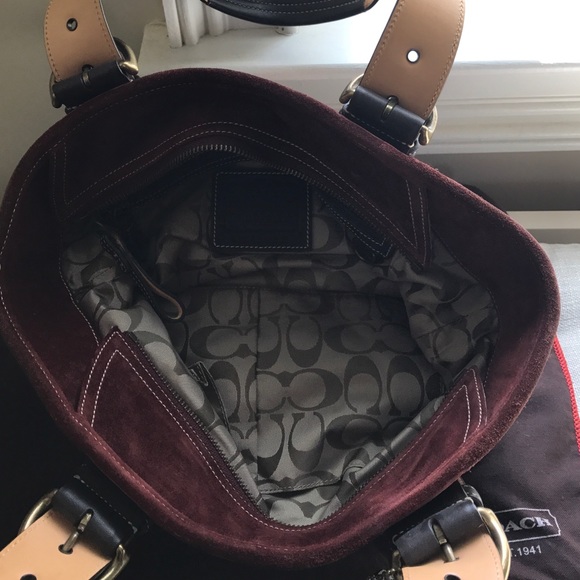 Coach | Bags | Coach Maroon Suede Shoulder Bag | Poshmark