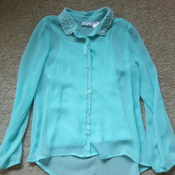 Tops | Sky Blue Sheer Top | Poshmark