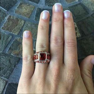 Jewelry | Ruby Red Princess Cut Engagement Ring | Poshmark