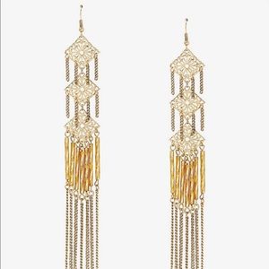 Express | Jewelry | Filigree Charm And Chain Fringe Earrings | Poshmark