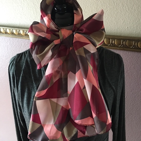 Accessories | Abstract Pink Brown Multi Colored Scarf | Poshmark