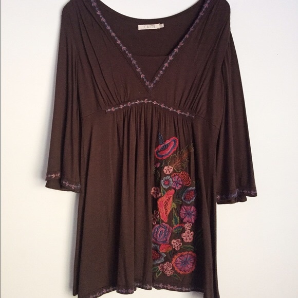 Caite | Tops | Caite Floral Embroidered Tunic Dress | Poshmark