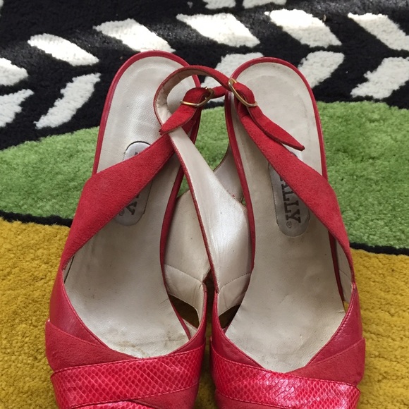 Bally | Shoes | Vintage Bally Red Suedeleather Slingback Heels | Poshmark