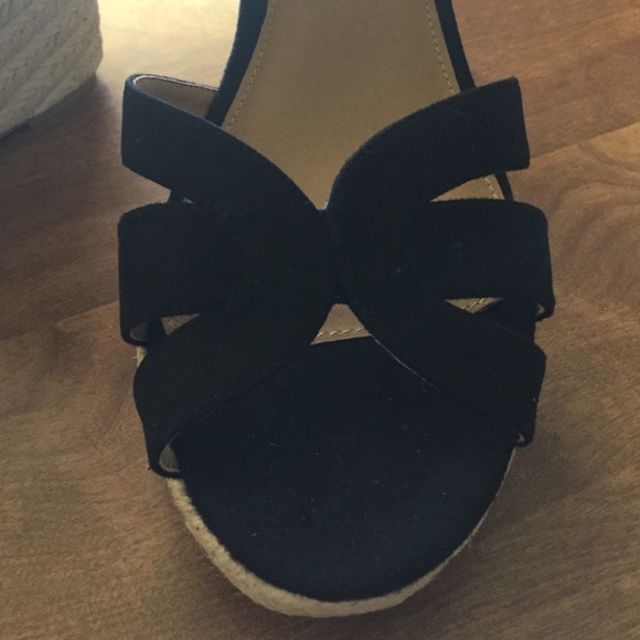 Shoes | 12 Black Ankle Strap Criss Cross Cut Out Wedge | Poshmark