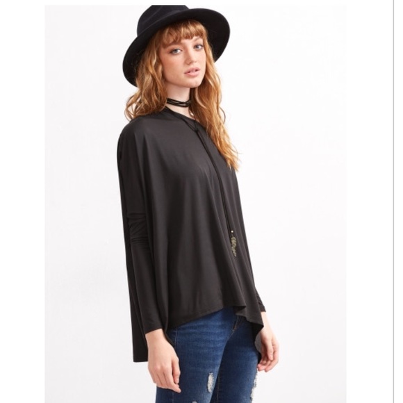 Tops | Only Sz Small Left Cute Black Oversized Top | Poshmark