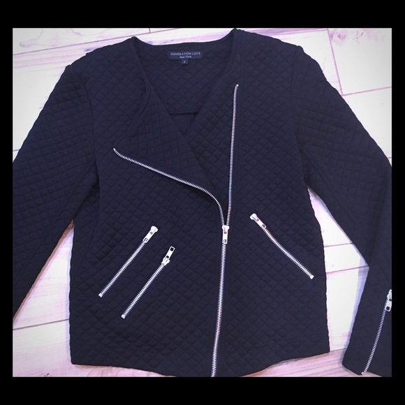 Generation Love Quilted Asymmetrical Zipper Jacket - Gem