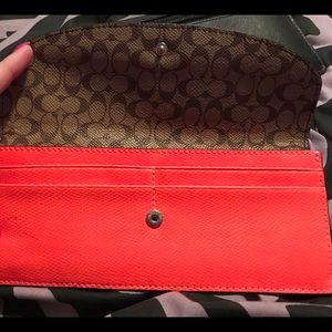 Coach | Bags | Neon Orange Coach Wallet | Poshmark