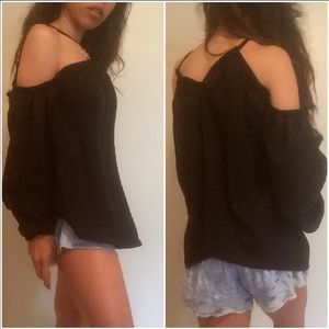 Tops | Halter Off Cold Shoulder Flowy Puffy Sleeve Top | Poshmark