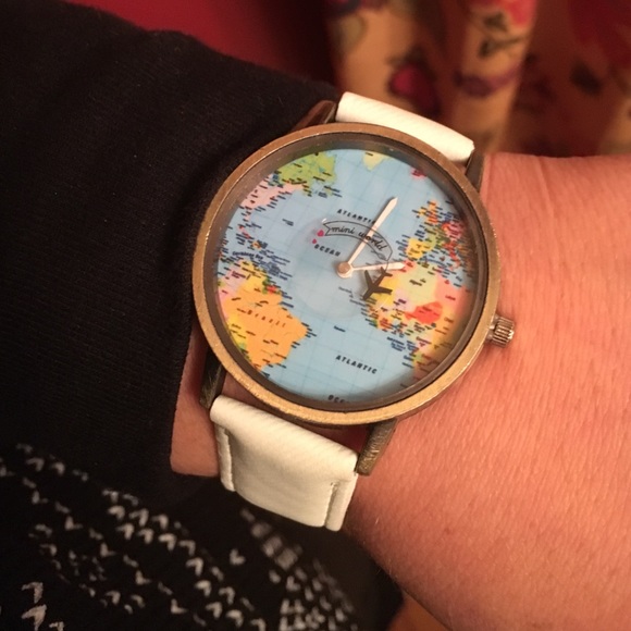 Accessories | White World Map Watch | Poshmark