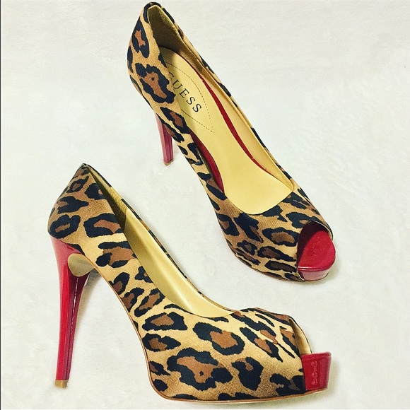 Guess | Shoes | Guess Leopard Peep Toe Heels | Poshmark
