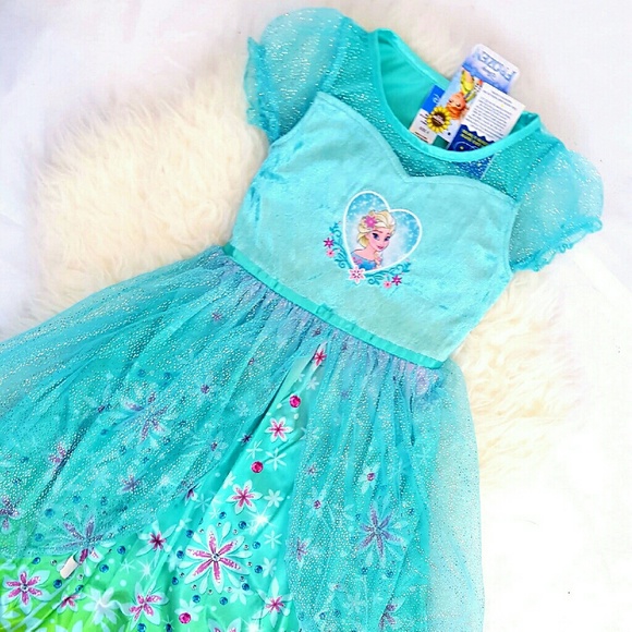 Disney | Costumes | New 6 Frozen Elsa Pajamas Nightgown Dress Disney ...