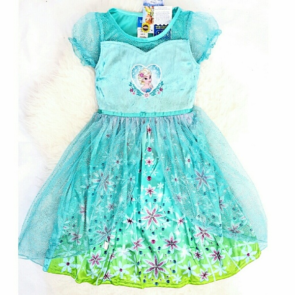 Disney | Costumes | New 6 Frozen Elsa Pajamas Nightgown Dress Disney ...