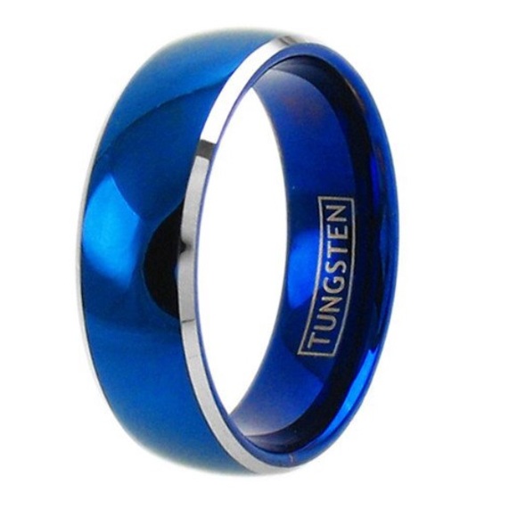 Jewelry | Beautiful Blue Tungsten Ring With Silver Edges | Poshmark