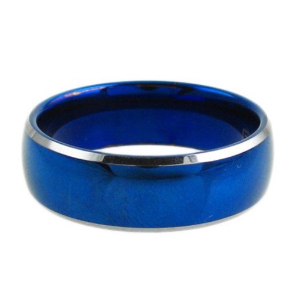 Jewelry | Beautiful Blue Tungsten Ring With Silver Edges | Poshmark