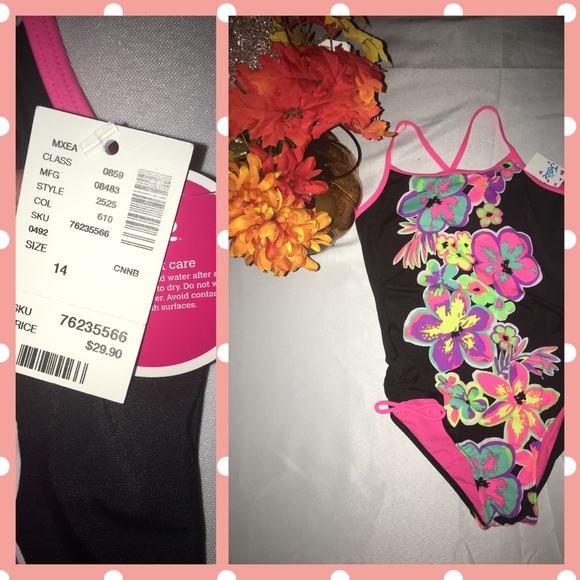 Justice | Swim | Justice Girls Swimsuit Sz 4 Blackpink Floral Nwt ...