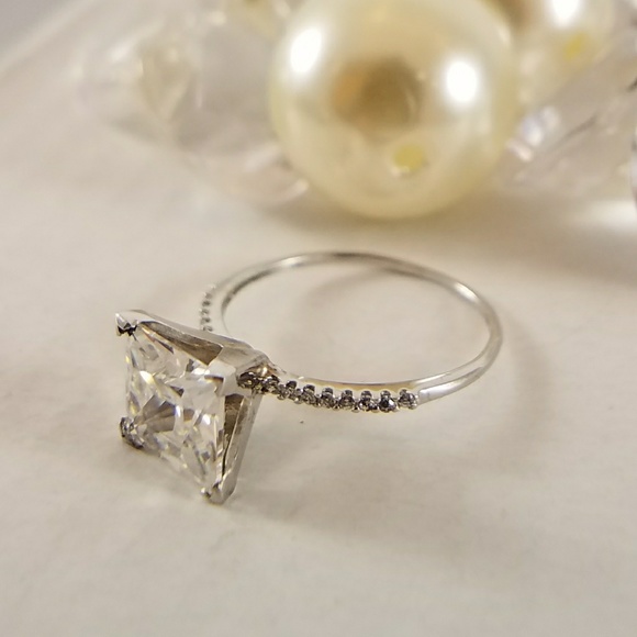 Jewelry | Dainty 15ct White Gold Princess Engagement Ring | Poshmark