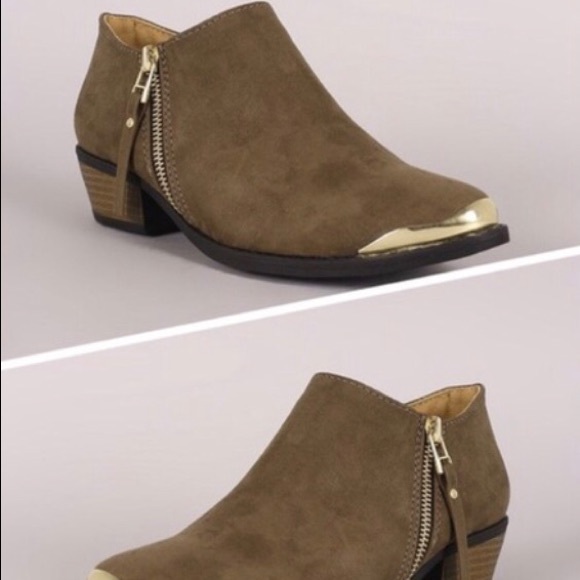 Qupid | Shoes | Khaki Suede Bootie | Poshmark