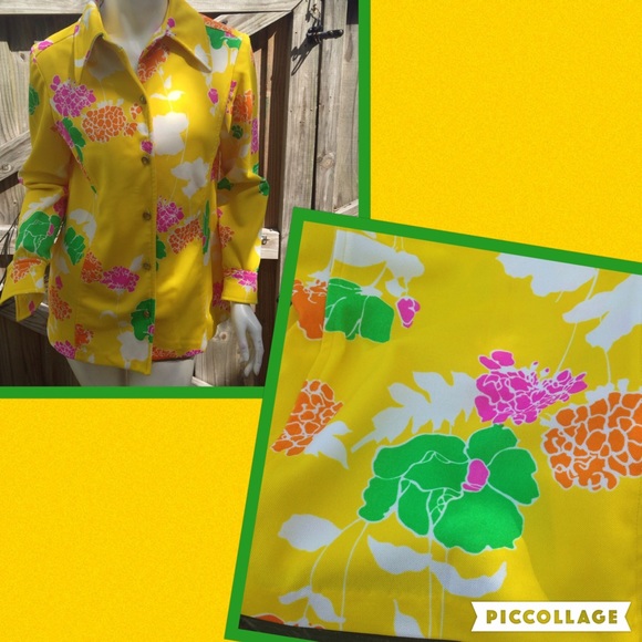 Vintage | Tops | Vintage Alex Garay Yellow Floral Shirt 2 | Poshmark