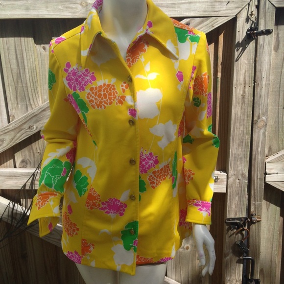 Vintage | Tops | Vintage Alex Garay Yellow Floral Shirt 2 | Poshmark
