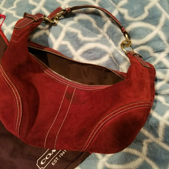 Coach | Bags | Coach Suede Burgundy Purse | Poshmark