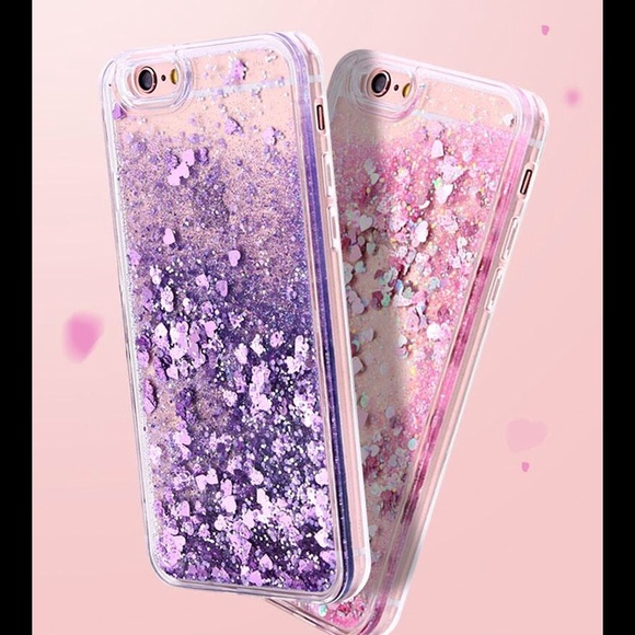 Accessories | Iphone 7 Plus Case Waterfall Glitter Hearts Purple | Poshmark