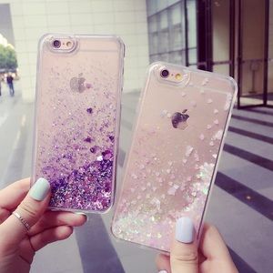 Accessories | Iphone 7 Plus Case Waterfall Glitter Hearts Purple | Poshmark