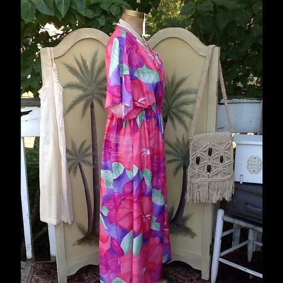 Vintage | Dresses | Vtg Caftanlounging Dresspretty Pretty | Poshmark
