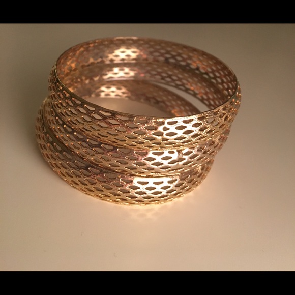 Jewelry | Gold Lasercut Bangles Set Of 3 | Poshmark