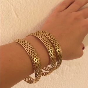 Jewelry | Gold Lasercut Bangles Set Of 3 | Poshmark