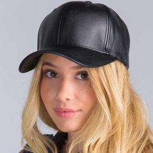 Accessories | Black Vegan Leather Ball Cap | Poshmark