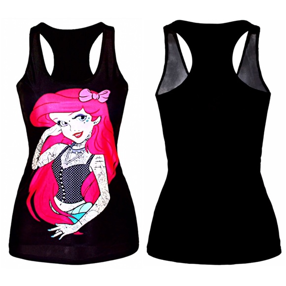 Tops | Ariel Little Mermaid Goth Tattoo Punk Tanktop Nwts | Poshmark