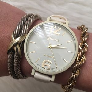 Lulus | Accessories | Cream Gold Large Face Womens Watch | Poshmark
