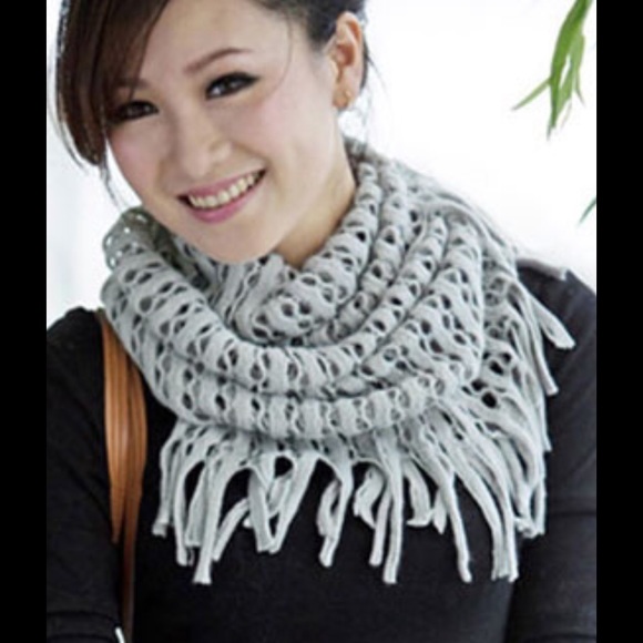 Accessories | Knit Cowl Neck Infinity Scarf Ivory Or Gray | Poshmark