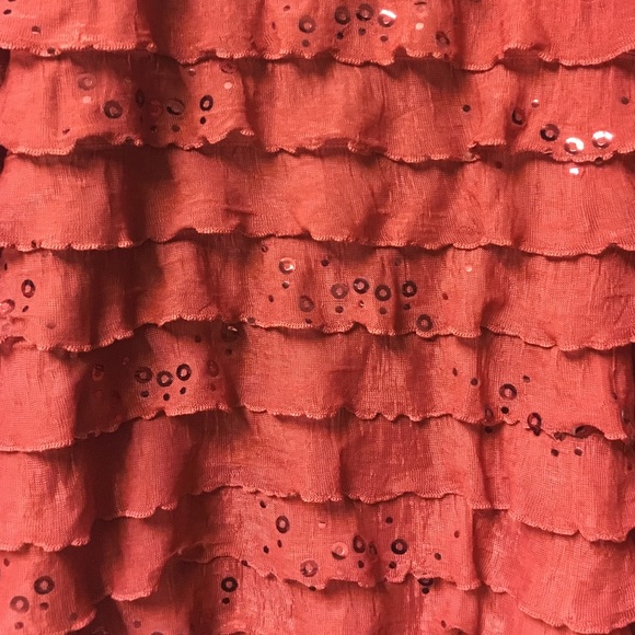 slinky brand | Tops | Ruffled 34 Sleeve Rust Blouse | Poshmark