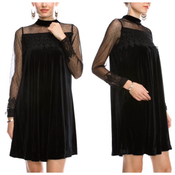 Doe Mae | Dresses | Velvet Lace Embroidered Dress | Poshmark