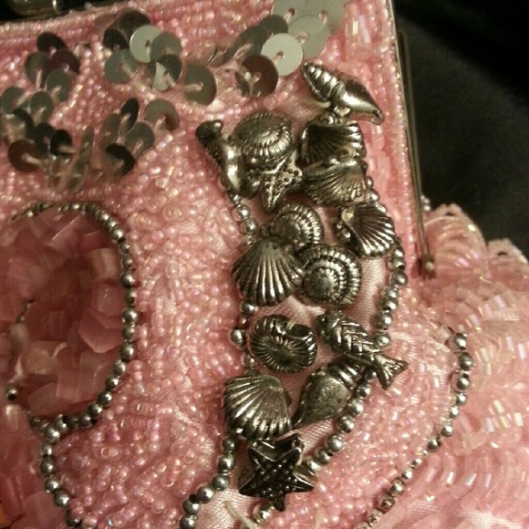 Bags | Pink Beaded Clutch | Poshmark