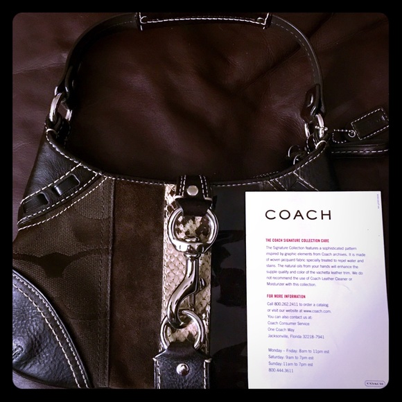 Coach | Bags | Coach Purse Signature Stripe Python Brown Hobo | Poshmark