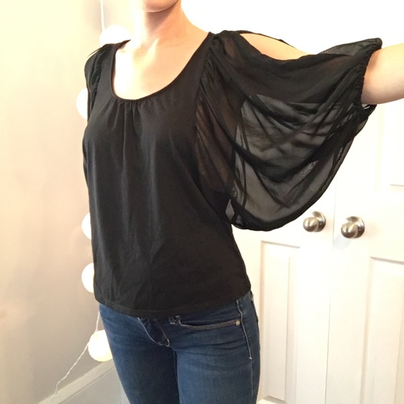 Xhilaration | Tops | Xhilaration Black Sheer Billowy Sleeved Top | Poshmark
