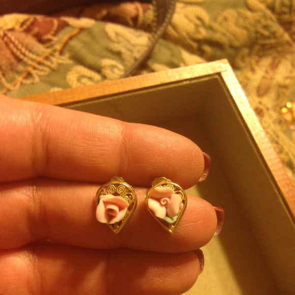 Jewelry | Vintage Ceramic Rose Bud Studs | Poshmark