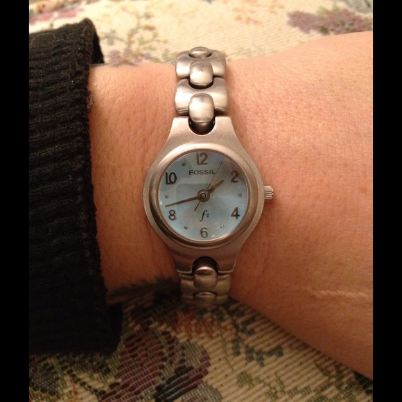 Small Wrist Fossil Watch Vintage Metal Clock Tick - Gem