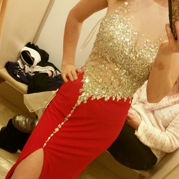 Dresses | Red Split Leg Prom Dress | Poshmark