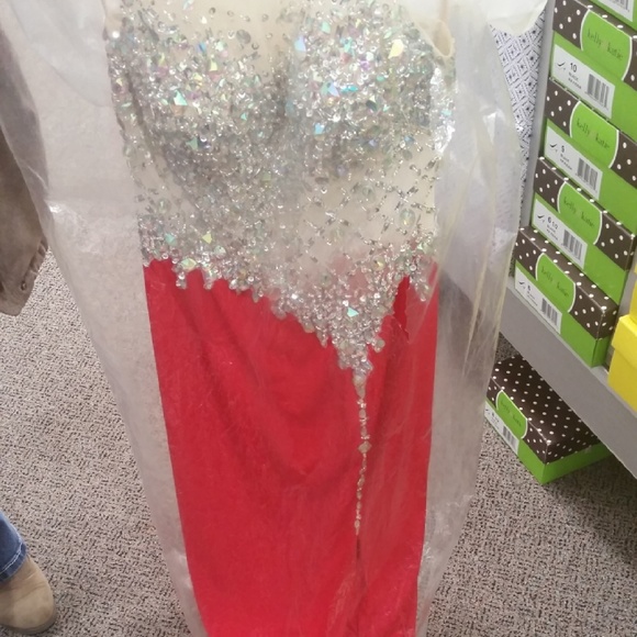 Dresses | Red Split Leg Prom Dress | Poshmark