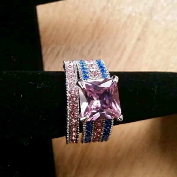 Ring | Jewelry | White Rhodium Pink Topaz Pave Cz 2in Ring Size8 | Poshmark