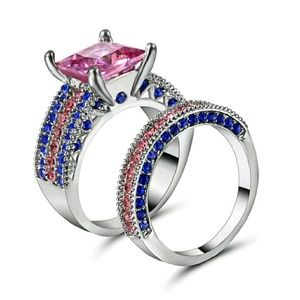 Ring | Jewelry | White Rhodium Pink Topaz Pave Cz 2in Ring Size8 | Poshmark