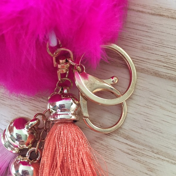 Accessories | Cute Pom Pom Fuzzy Ball Tassel Fringe Keychain | Poshmark