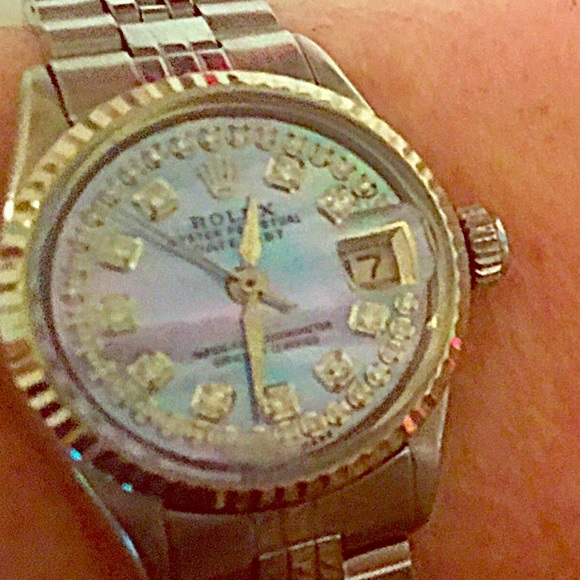 Rolex Accessories | Ladies Rolex With Mother Of Pearl And Diamond Face ...