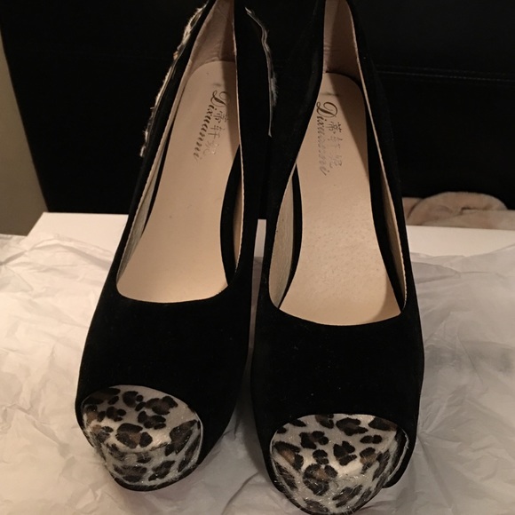Shoes | Red Bottom Black And Leopard Print Heels | Poshmark